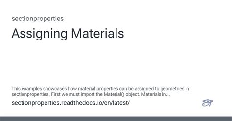 Assigning Materials Sectionproperties Documentation