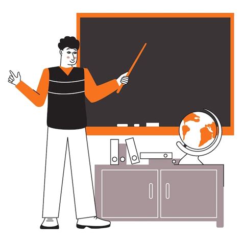 Enseignant Décole Jeune Enseignant En Cours Processus éducatif à L