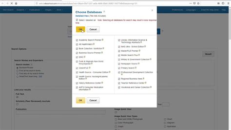 Searching EBSCOhost YouTube