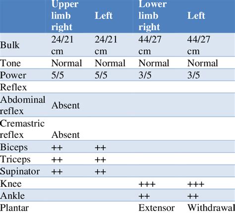 Motor System Examination Download Table