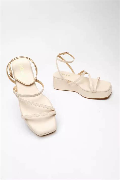 Nude Faux Leather Strappy Flatform Sandals Quiz Clothing