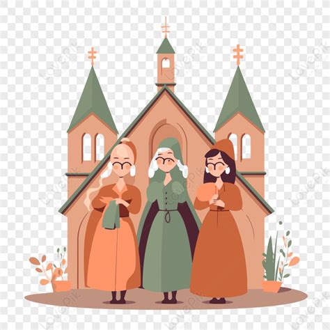 교회 숙녀들 벡터만화클립 아트상표 Png 일러스트 무료 다운로드 Lovepik