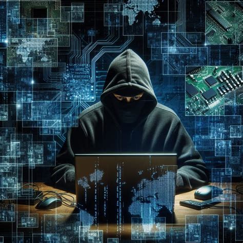 Powerful Hacker In Action Digital Code And Circuits Collage Ai Art