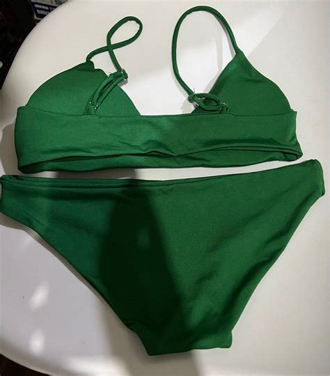 Green Two Piece Bikini Swimwear On Carousell
