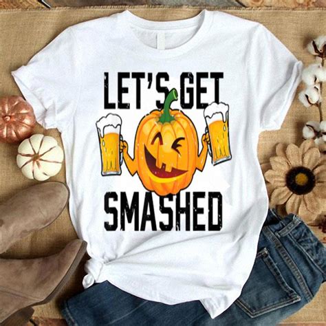 Awesome Lets Get Smashed Funny Pumpkin Beer Halloween Costume Shirt