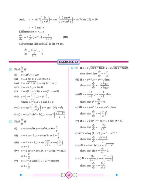 Practice Questions On Differentiation And Integration Pdf Area