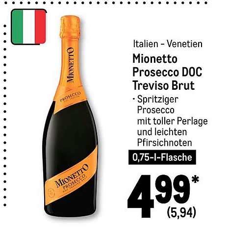 Mionetto Prosecco Doc Treviso Brut Angebot bei METRO - 1Prospekte.de