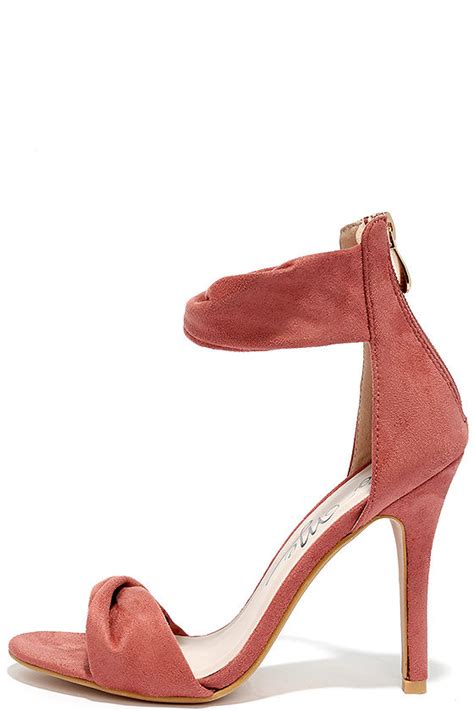 Chic Blush Heels Vegan Suede Heels Ankle Strap Heels 3800 Lulus