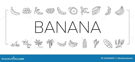 Banano Frutta Cibi Gialli Icone Di Colore Bianco Illustrazione Vettoriale Illustrazione Di