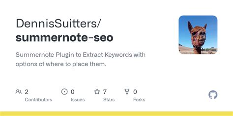 Github Dennissuitters Summernote Seo Summernote Plugin To Extract Keywords With Options Of