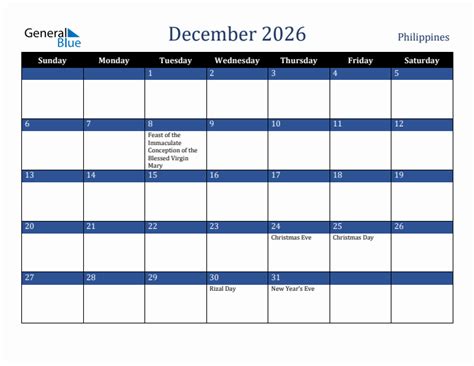 December 2026 Monthly Calendars With Philippines Holidays