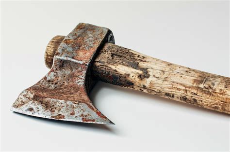 An Old Rusty Axe With A Wooden Handle Premium Ai Generated Image