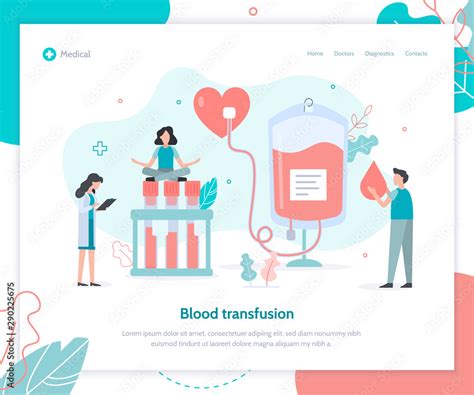 Blood Transfusion Concept Landing Design Template For Clinic Or