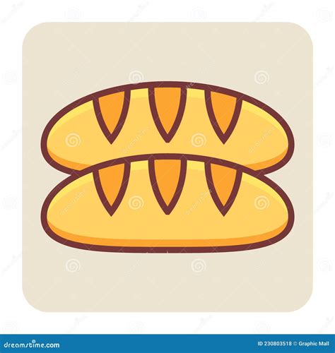 Icono De Esquema De Color Relleno Para Pan Ilustración Del Vector