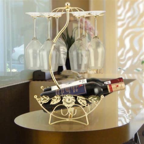 ที่วางไวน์ วางขวดไวน์ ได้ 2 ขวด แขวนแก้ว6ใบ ที่แขวนแก้วไวน์ Bronzeandgold เคาน์เตอร์บาร์ ชั้นเก็บ