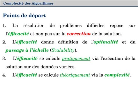 SOLUTION Algorithmique Complexit Cours 3 Complexit Des Algorithmes
