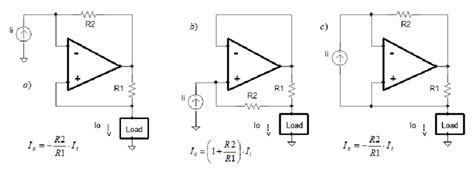 Non Coupled Current Amplifiers A Inverting B Noninverting And C Download Scientific