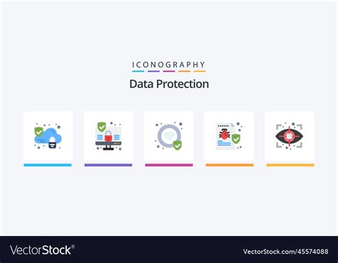 data protection flat 5 icon pack including scan vector image