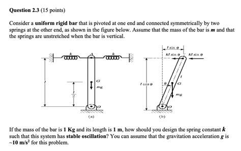 Solved Question 2 3 15 Points Consider A Uniform Rigid Bar Chegg