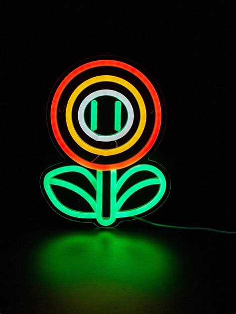 1pc Rainbow Flowers Led Neon Sign Neon Signs For Wall And Table Decor