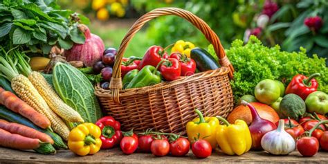 Fresh Harvest A Wicker Basket Overflowing With Vibrant Vegetables And