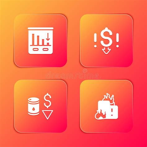 Set Pie Chart Infographic Dollar Rate Decrease Drop Crude Oil Price