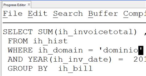 Progress 4gl función ACCUM SQL función SUM