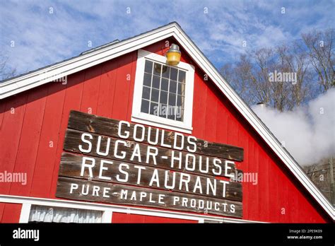 Boiling Down Maple Tree Sap To Make Maple Syrup At Goulds Sugar House