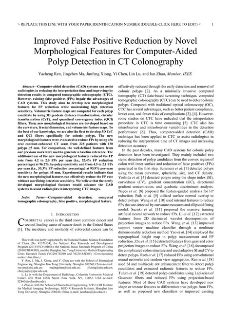 Pdf Improved False Positive Reduction By Novel Morphological Features For Computer Aided Polyp