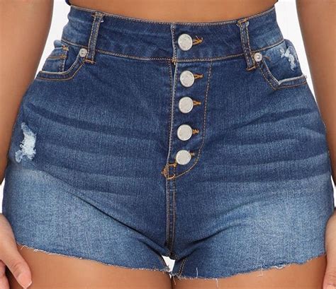 Cruisin On By Exposed Button Denim Shorts Medium Blue Wash Denim Denim Shorts Shorts
