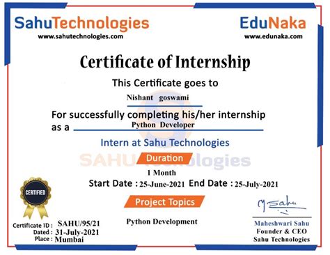 Nishant Goswami On Linkedin Internship