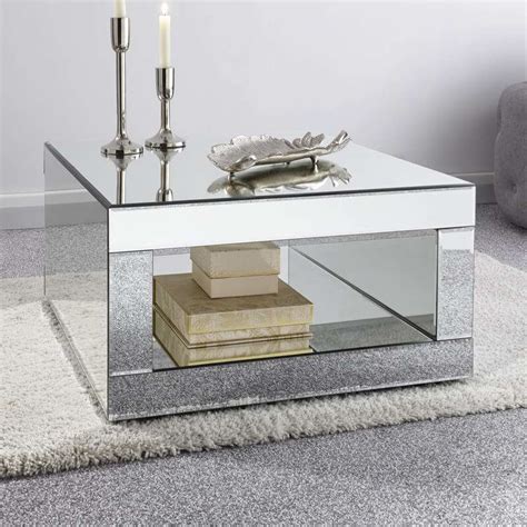 Capitano Mirrored Center Table Mirror Glass Coffee Table •