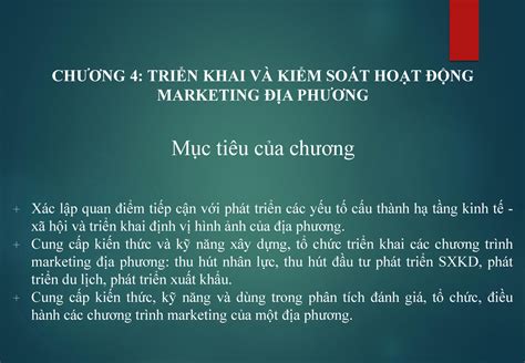 CHƯƠNG 4 Cung cấp kiến thức và kỹ năng xây dựng tổ chức triển khai các chương trình marketing