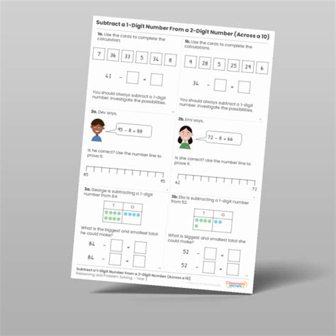 Subtract A 1 Digit Number From A 2 Digit Number Across A 10 Reasoning And Problem Solving
