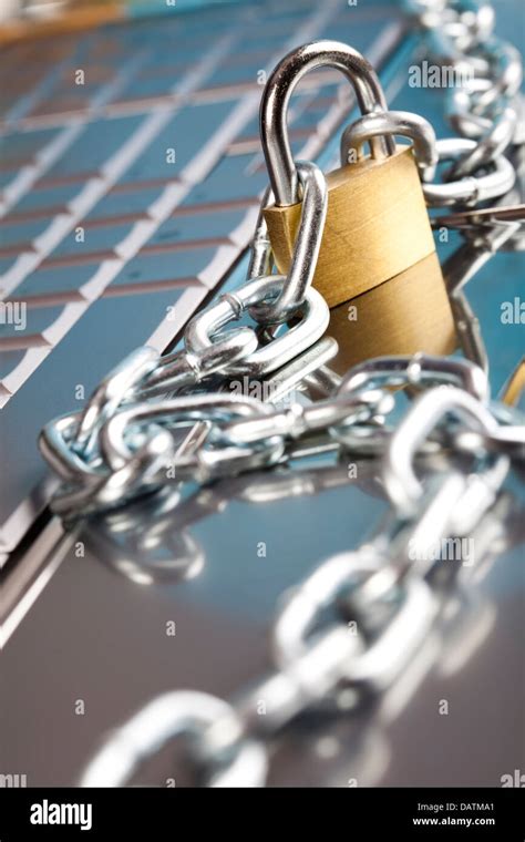 Padlock And Notebook Computer Stock Photo Alamy