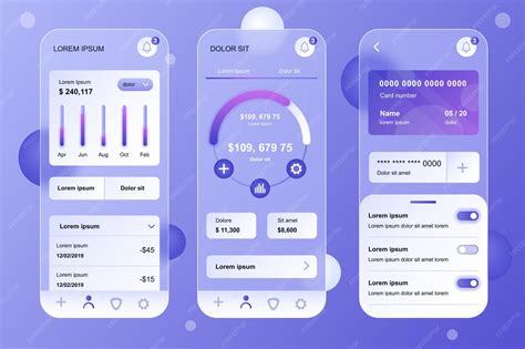 Premium Vector Finance Glassmorphic Design Neumorphic Elements Kit For Mobile App Ui Ux Gui