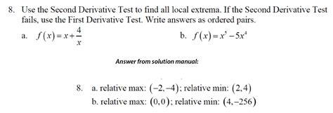 Solved Use The Second Derivative Test To Find All Local Chegg