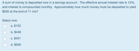 Solved A Sum Of Money Is Deposited Now In A Savings Account Chegg
