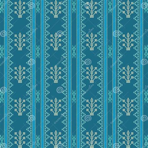 Beautiful Batak Ulos Cloth Motif With Vertical Design Seamless Pattern