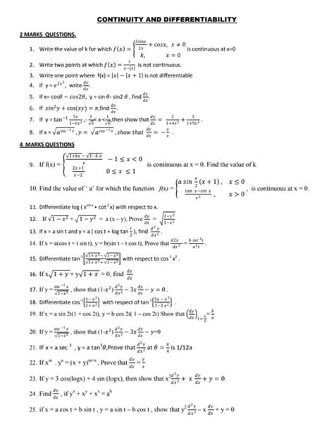 Continuity And Differentiability Pdf