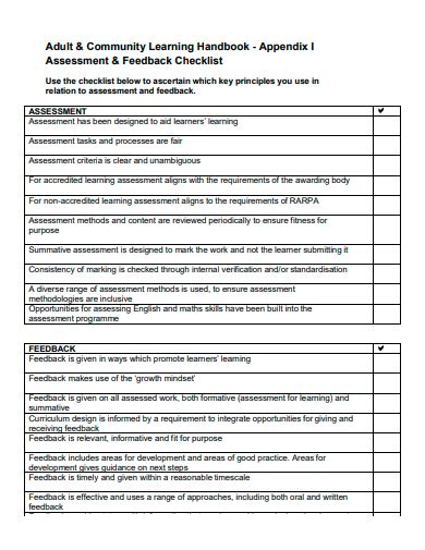 Free 25 Feedback Checklist Samples In Pdf Ms Word