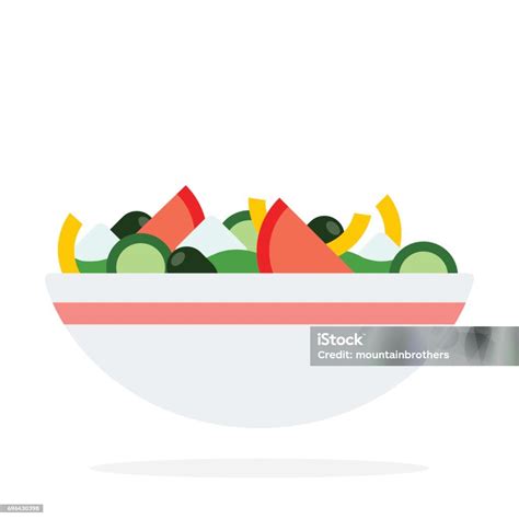야채 샐러드 접시 벡터 평면 소재에서 흰색 배경에 고립 된 개체를 디자인 합니다 미식가에 대한 스톡 벡터 아트 및 기타 이미지 미식가 벡터 빨강 Istock