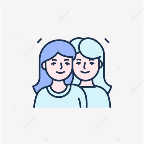 兩個女人互相擁抱的插圖 向量 白色背景上描繪最好朋友的直線圖標 Flaticon 和 Dribbble 的矢量插圖 行為高清向量圖案素材