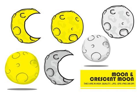 Premium Vector Set Of Full Moon And Crescent Moon Vector