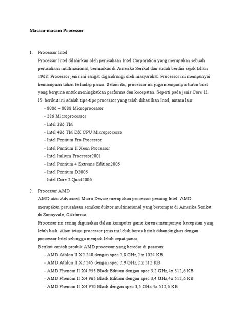 Macam Macam Processor Pdf
