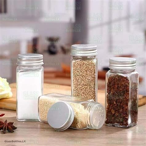 100 Ml Square Glass Spice Jar Clear Flint Glass Glassbottleslk