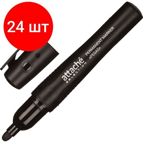 Маркер перманентный Attache Selection Pegas черный, комплект 24 штук, 2 ...