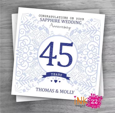 PERSONALISED UNIQUE HANDMADE Milestone 45th Sapphire Wedding