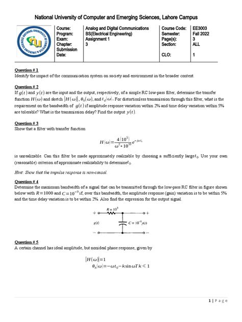 ADC Assignment#1 F22 | PDF | Filter (Signal Processing) | Bandwidth ...