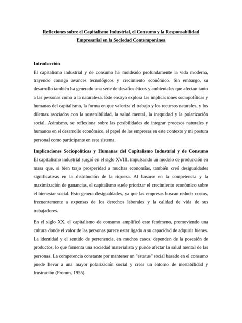 Ensayo Individual Segundo Parcial | PDF | Sustentabilidad | Capitalismo